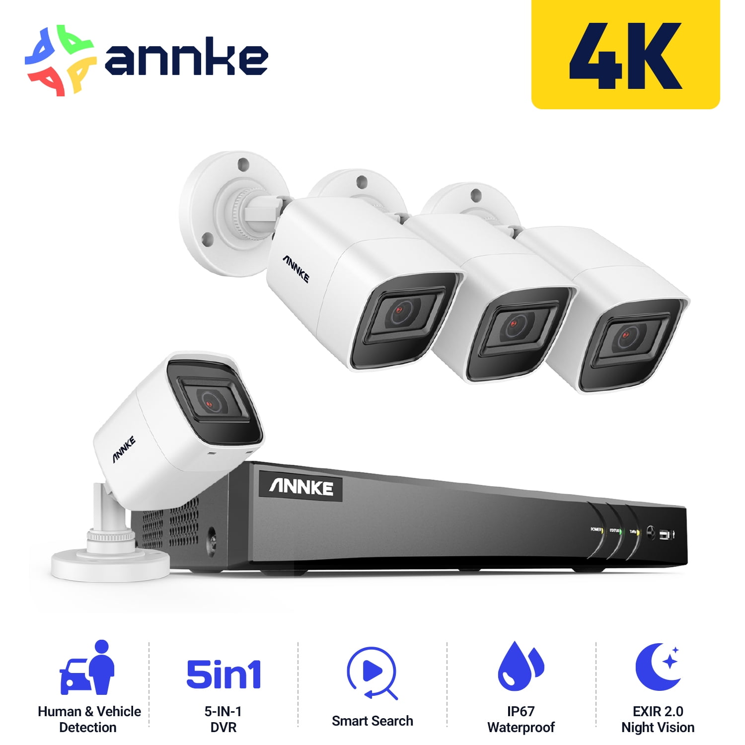 ANNKE 4K 8CH H.265+ Home Security Camera System with Human & Vehicle Detection, AI 4K ...