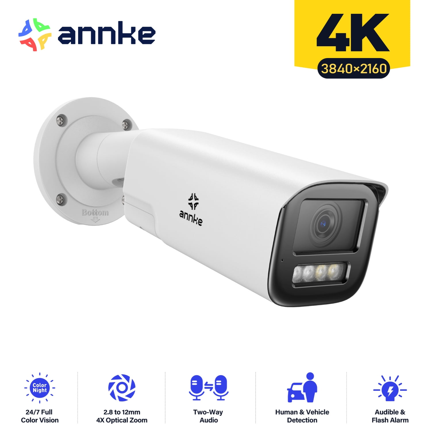 ANNKE 4K 8MP PoE Security Camera with Two-Way Audio, Varifocal IP ...