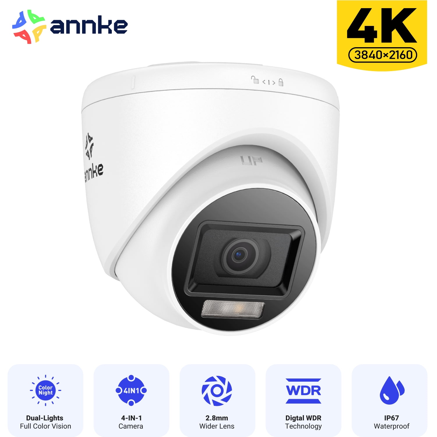 ANNKE 4K 8MP Smart Dual Light Wired CCTV Security Camera, Color & IR ...