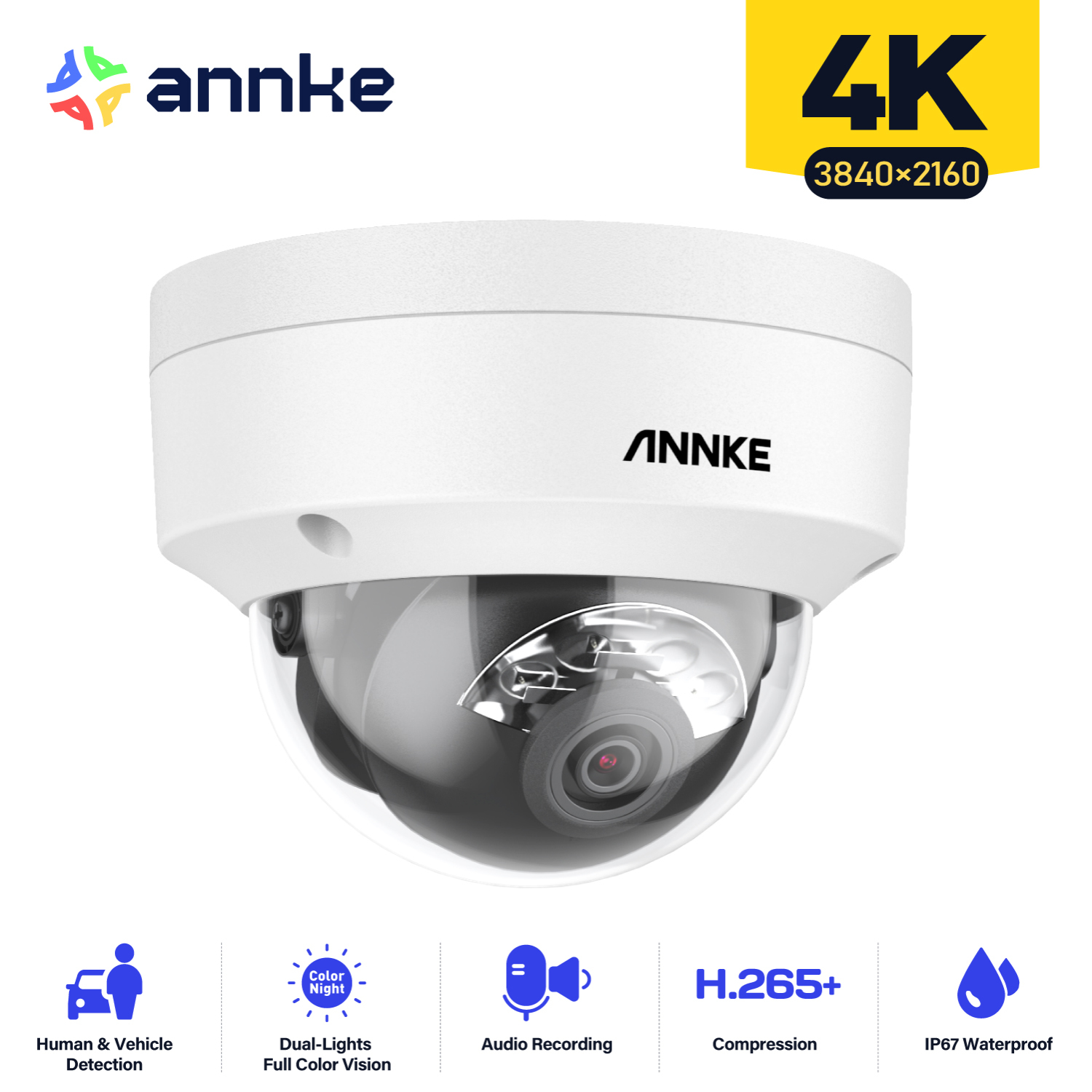 ANNKE 4K IK10 Vandal-Resistant PoE Camera, Dual Lights Night Vision ...