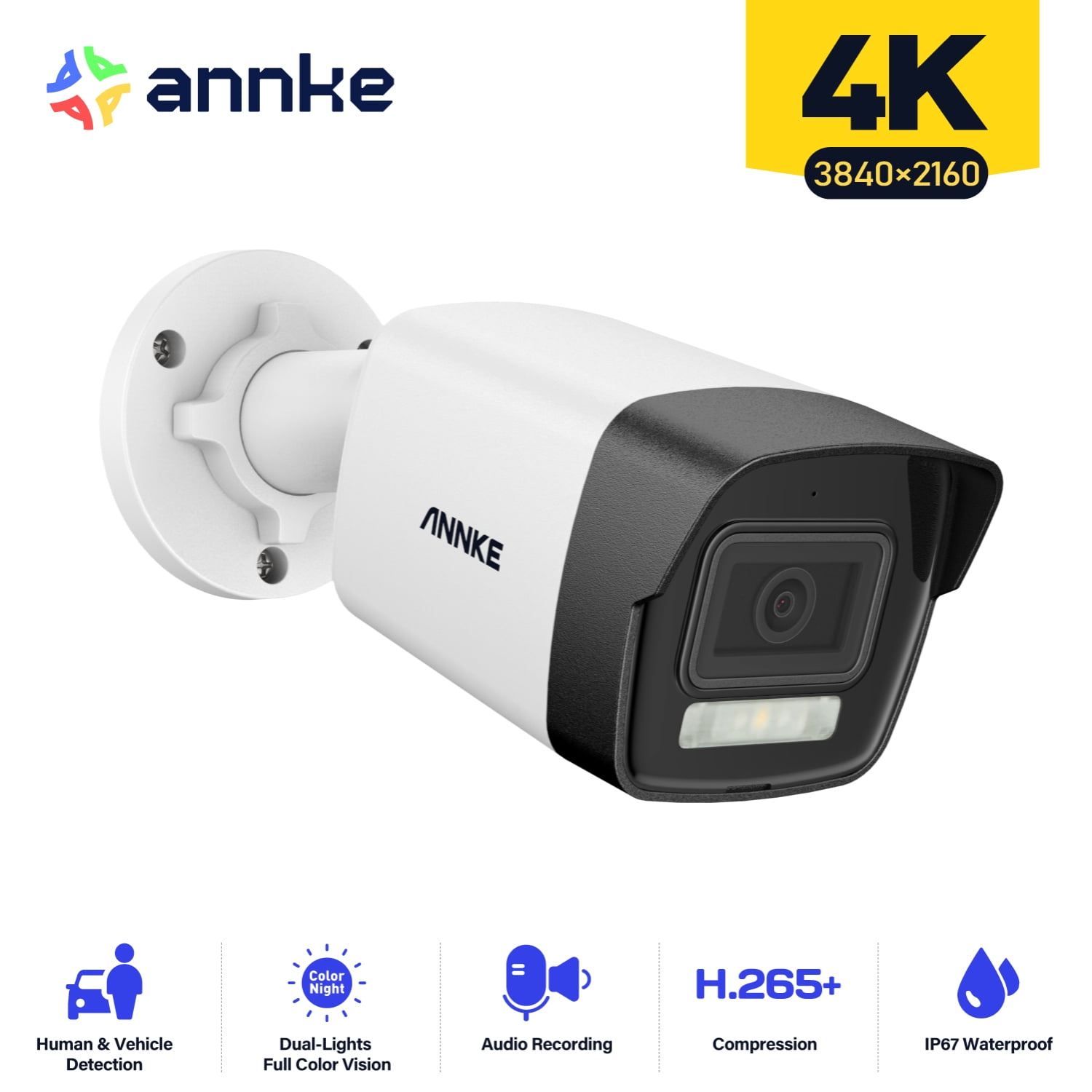 ANNKE 4K Outdoor PoE IP Security Bullet Camera, Human & Vehicle ...