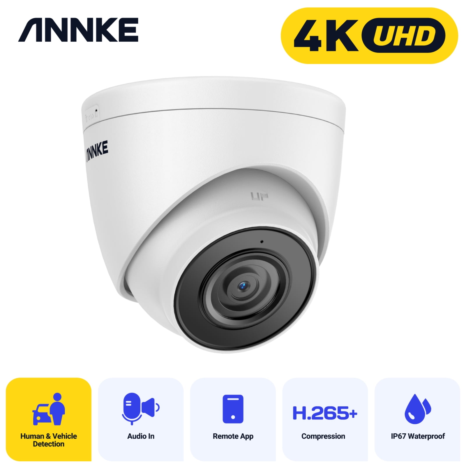 ANNKE 4K PoE Security Camera, Dome Surveillance IP Camera with AI Human ...