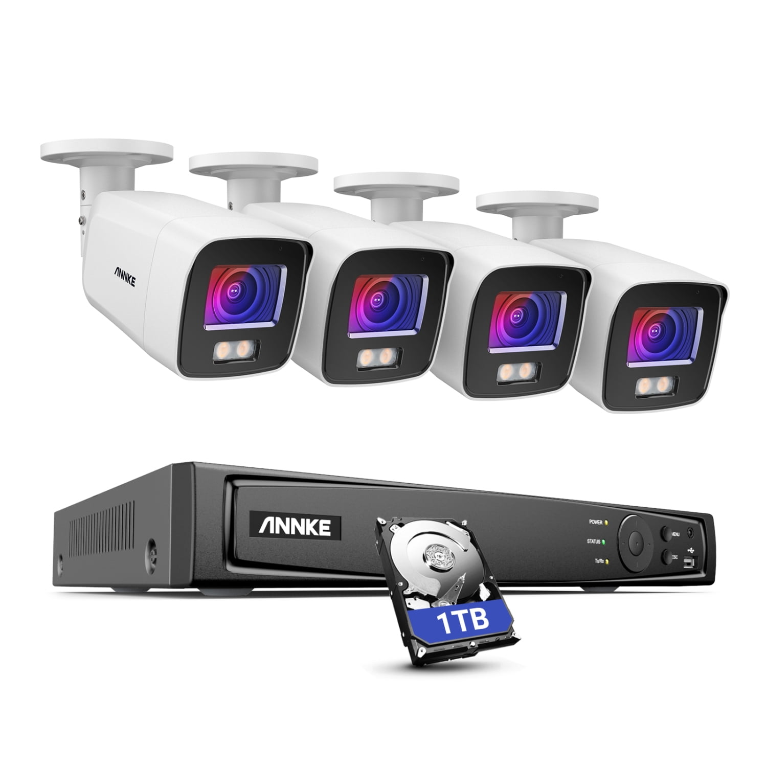 ANNKE 4K PoE Security Camera System 8CH H.265+ NVR with 1TB Hard Drive for 7/24 Recording, AI ...