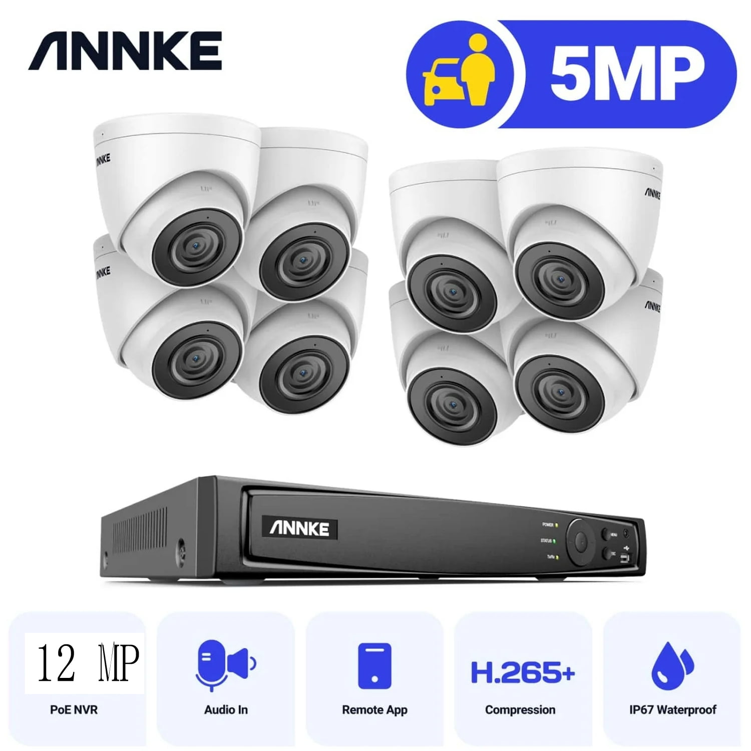 ANNKE 4K PoE DVR Security System, 8Ch 4K NVR, 8x5MP IP Cameras, AI ...