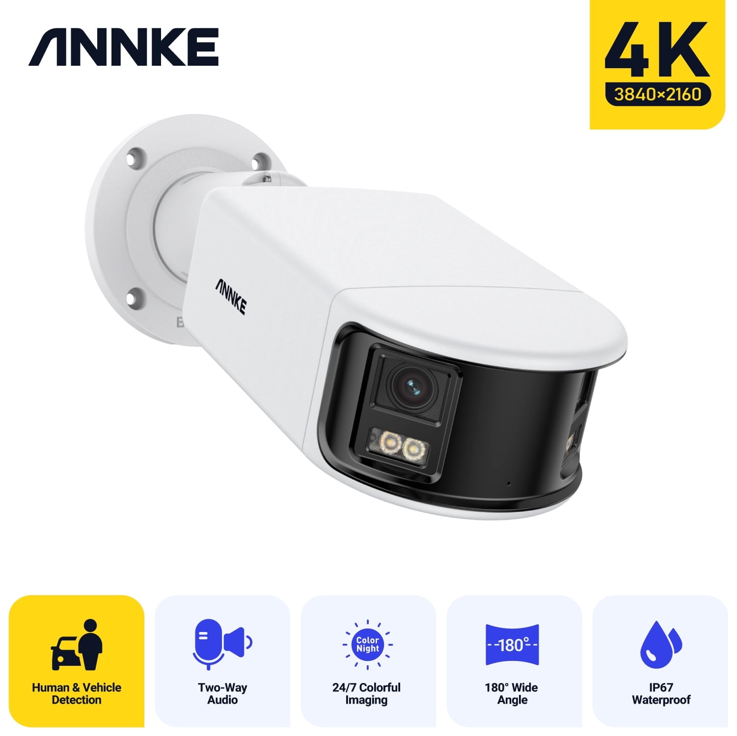 ANNKE 4K PoE Security Camera System, Dual Lens Outdoor IP Camera, 180 ...