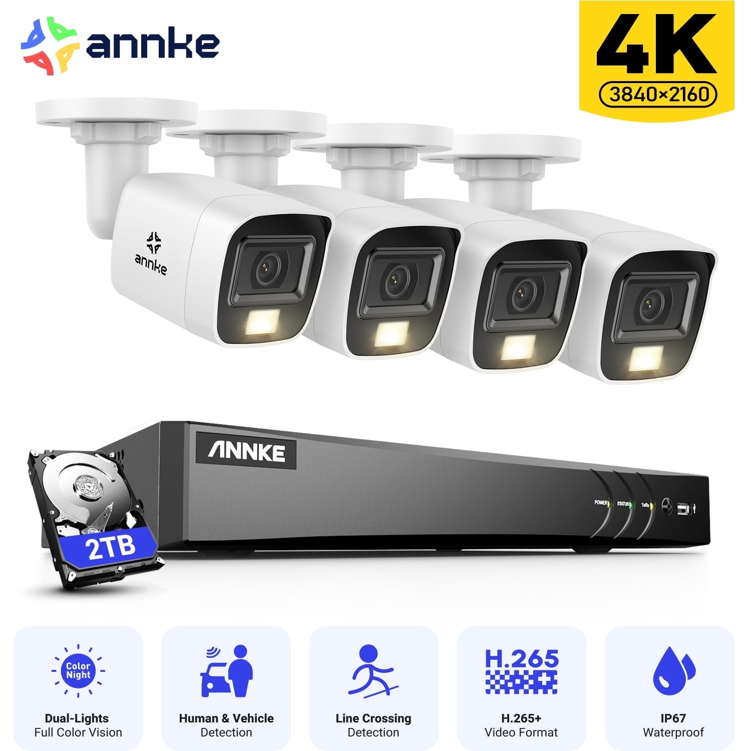 ANNKE 4K Security Camera System, 8CH 8MP AI DVR with Human & Vehicle ...