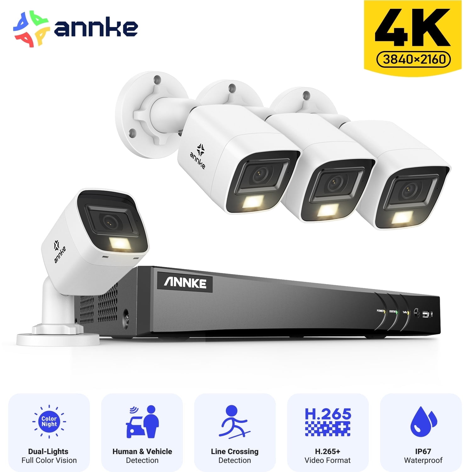 ANNKE 4K Security Camera System, 8CH 8MP AI DVR with Human & Vehicle ...