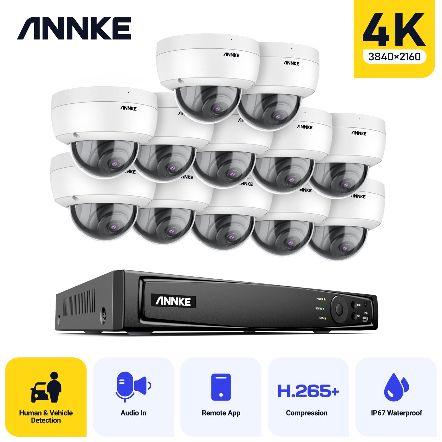 ANNKE 4K Ultra HD PoE Network Video Security System 16CH 12MP H.265 ...
