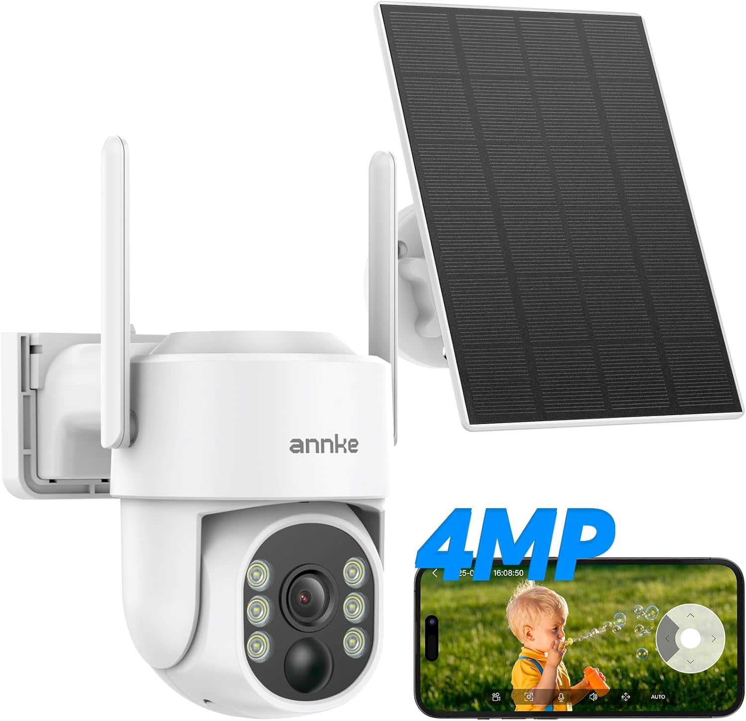 ANNKE 4MP Solar Security Cameras Outdoor Wireless, 9000mA Battery for ...