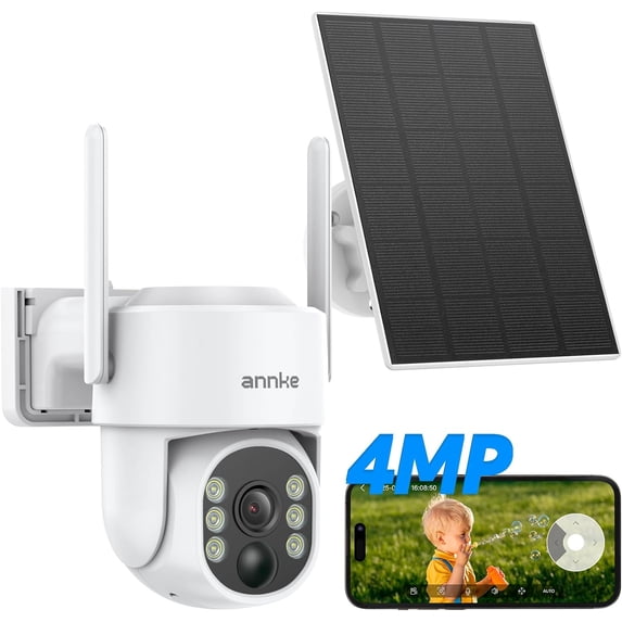 ANNKE 4MP Solar Security Cameras Outdoor Wireless, 9000mA Battery for ...