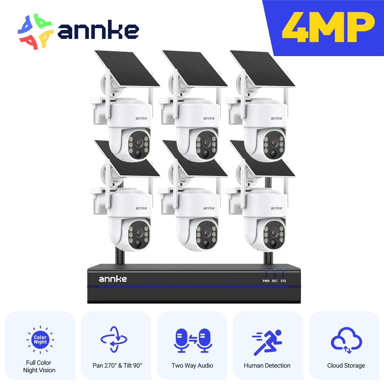 ANNKE 4MP Ultra HD 16 Channel 6 Cameras Wireless NVR Security System, 2 ...