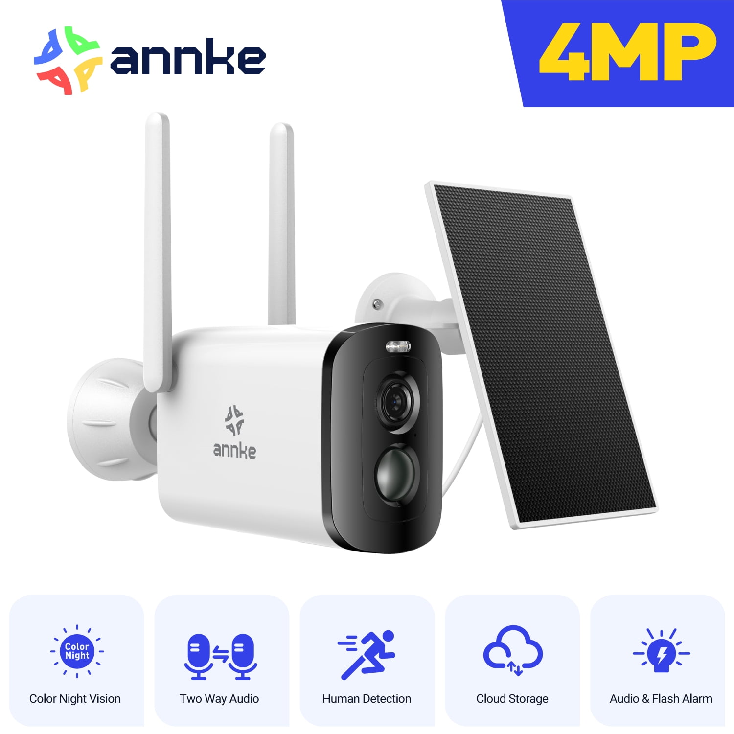 ANNKE 4MP Wireless Outdoor Surveillance Camera, Dual Light WiFi Battery ...