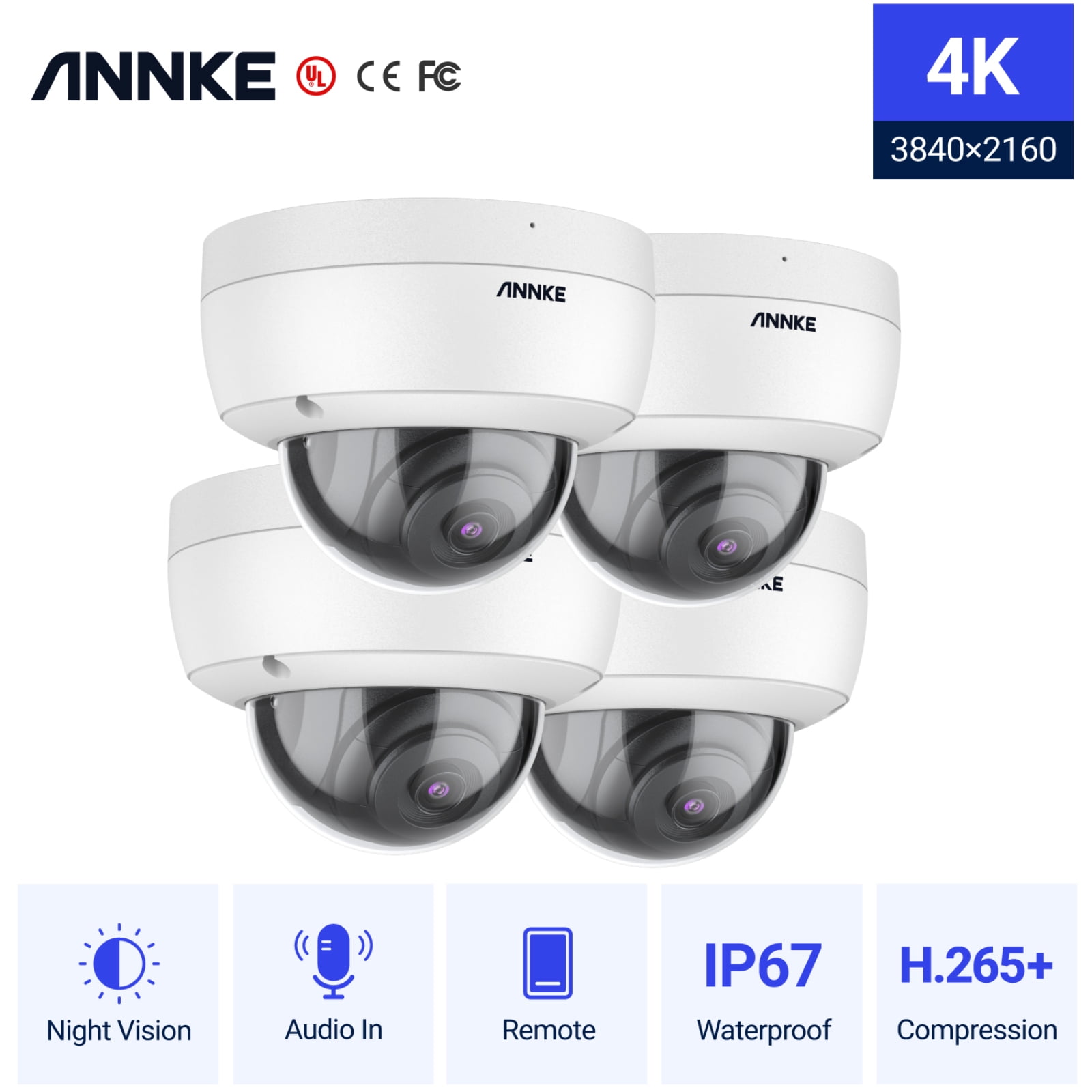 ANNKE 4PCS Ultra HD 8MP Poe Camera 4K Outdoor Indoor Weatherproof ...