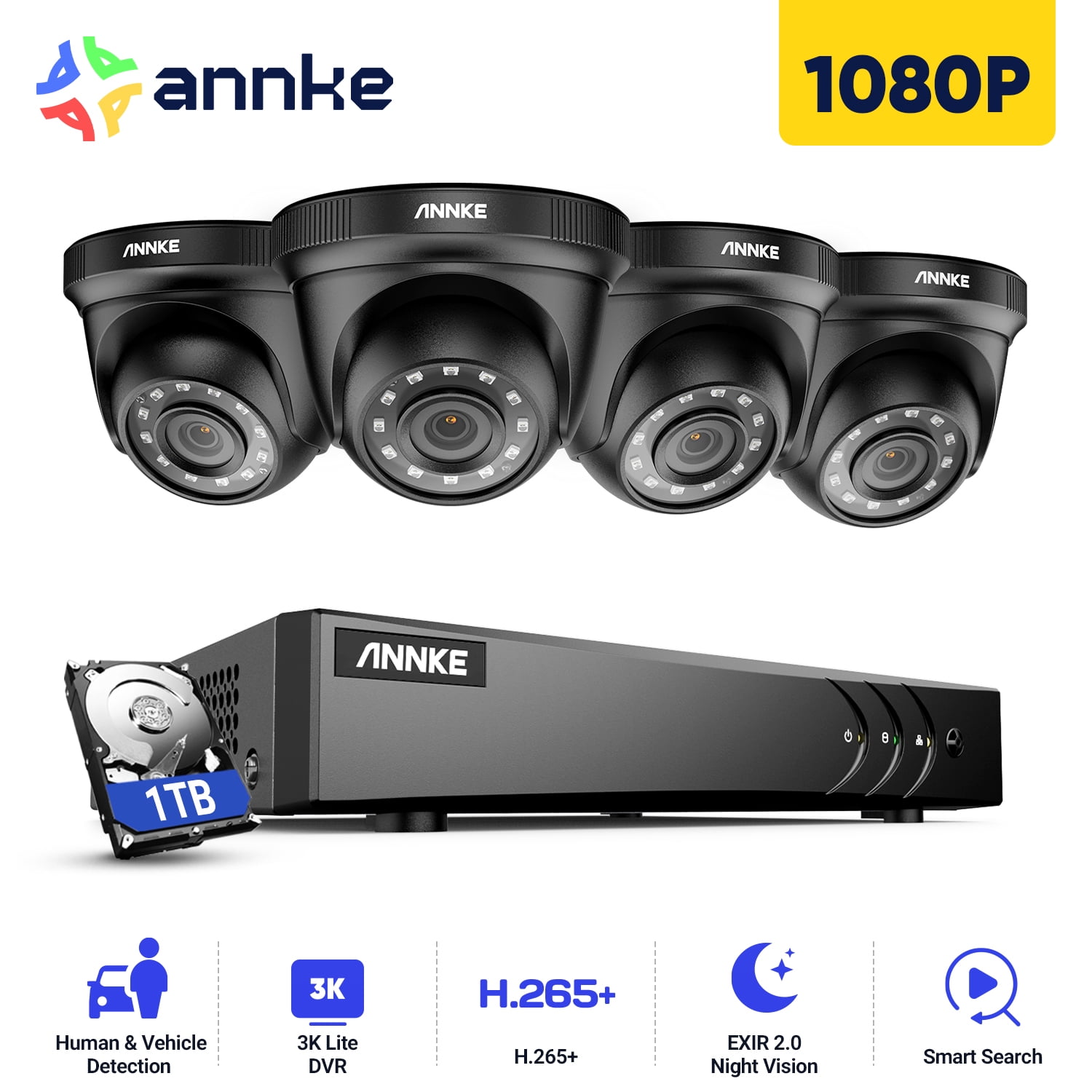 ANNKE 1080P 8CH Security Camera System Outdoor H.265+, 3K Lite 5IN1 DVR ...