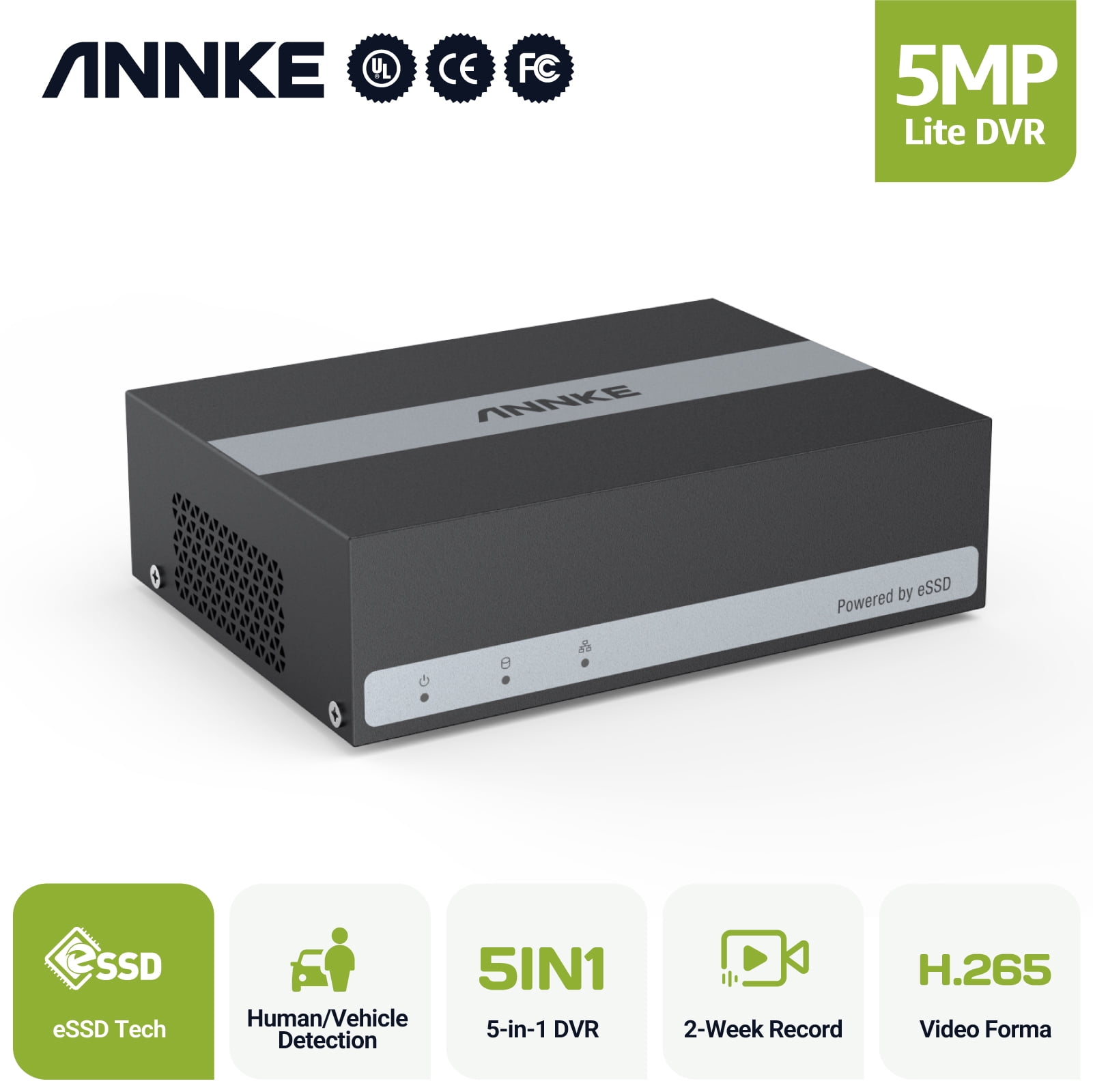 ANNKE 5MP 8 Channel H.265 Hybrid 5-in-1 eSSD DVR Digital Video Recorder ...