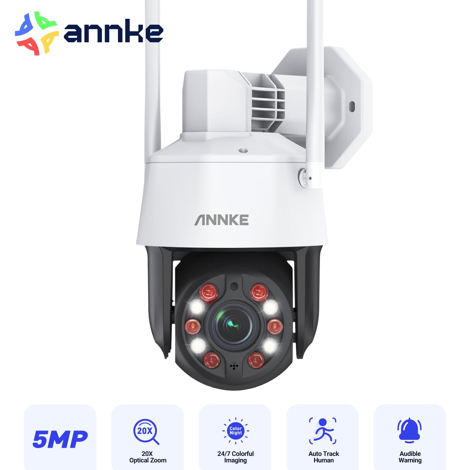 ANNKE 5MP PTZ WiFi Security Camera, 20X Optical Zoom, Two-Way Audio ...