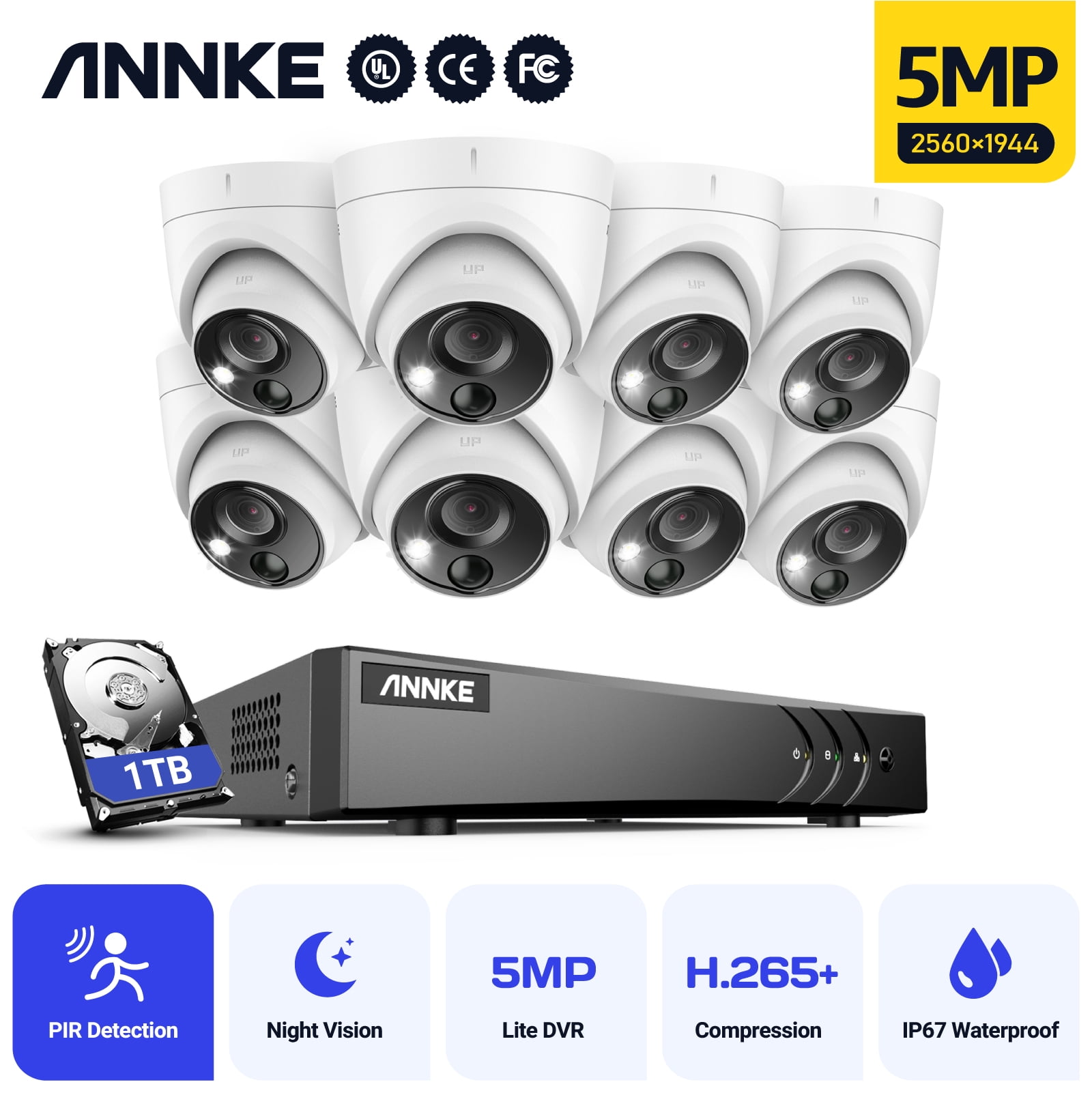 ANNKE 5MP Wired Home Security Camera System H.265 Pro+ DVR Surveillance ...