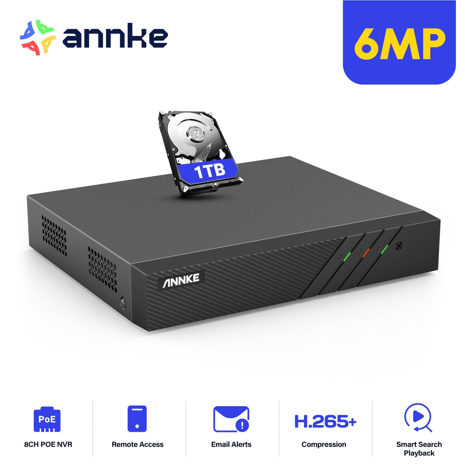 ANNKE 8-Channel NVR Recorder for Home Security Camera System, 6MP ...