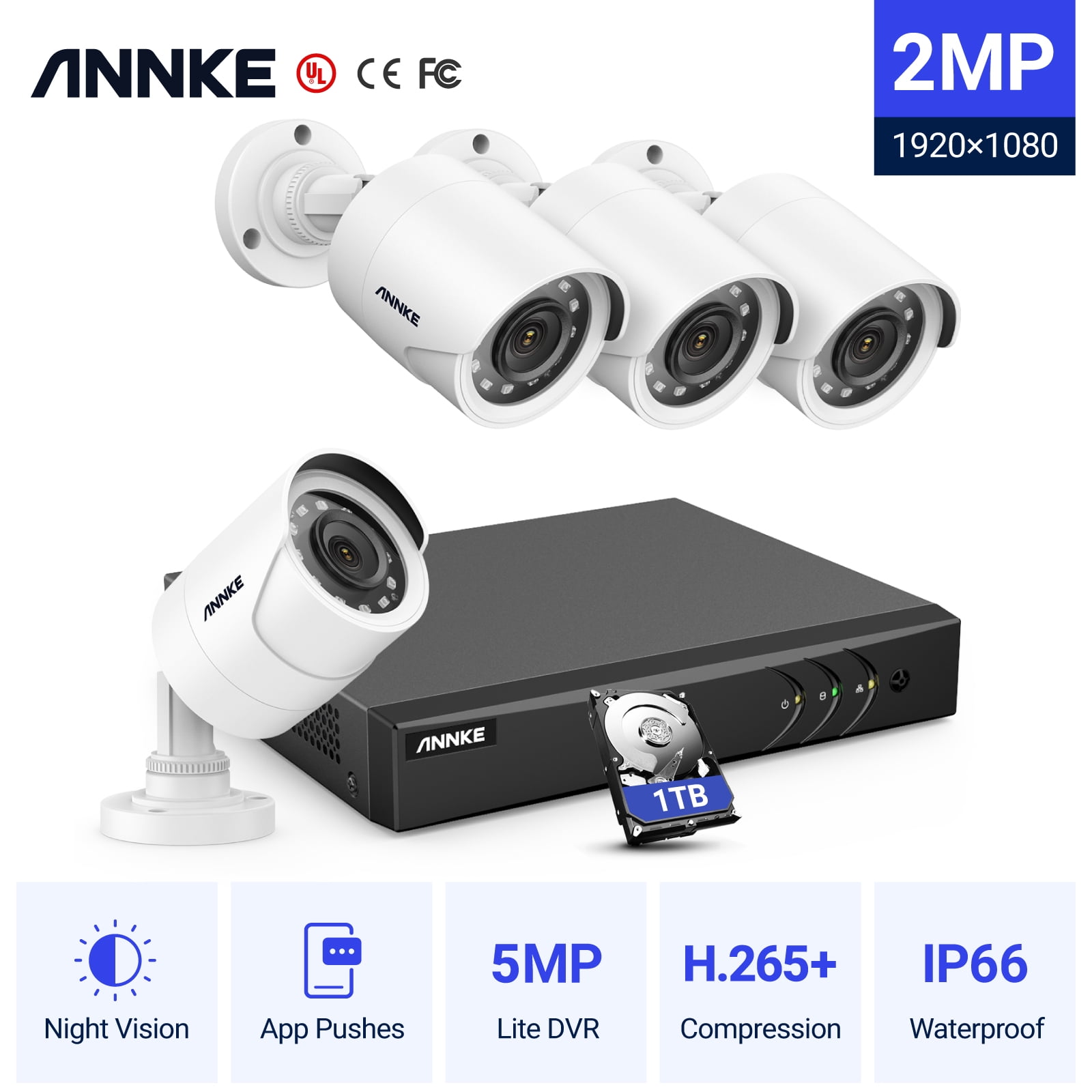 ANNKE 8CH 1080P Outdoor CCTV Video Home Security Camera System 4PCS ...
