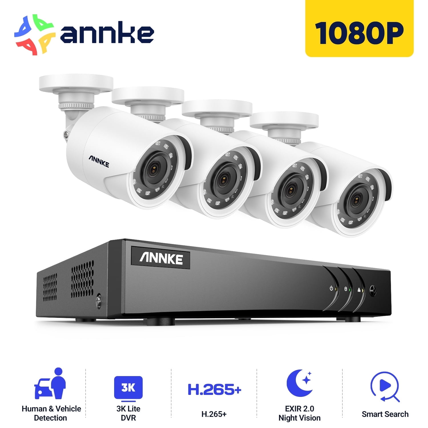 ANNKE 2MP H.265+ Wired Security Camera System, 3K AI 8CH DVR with Human ...