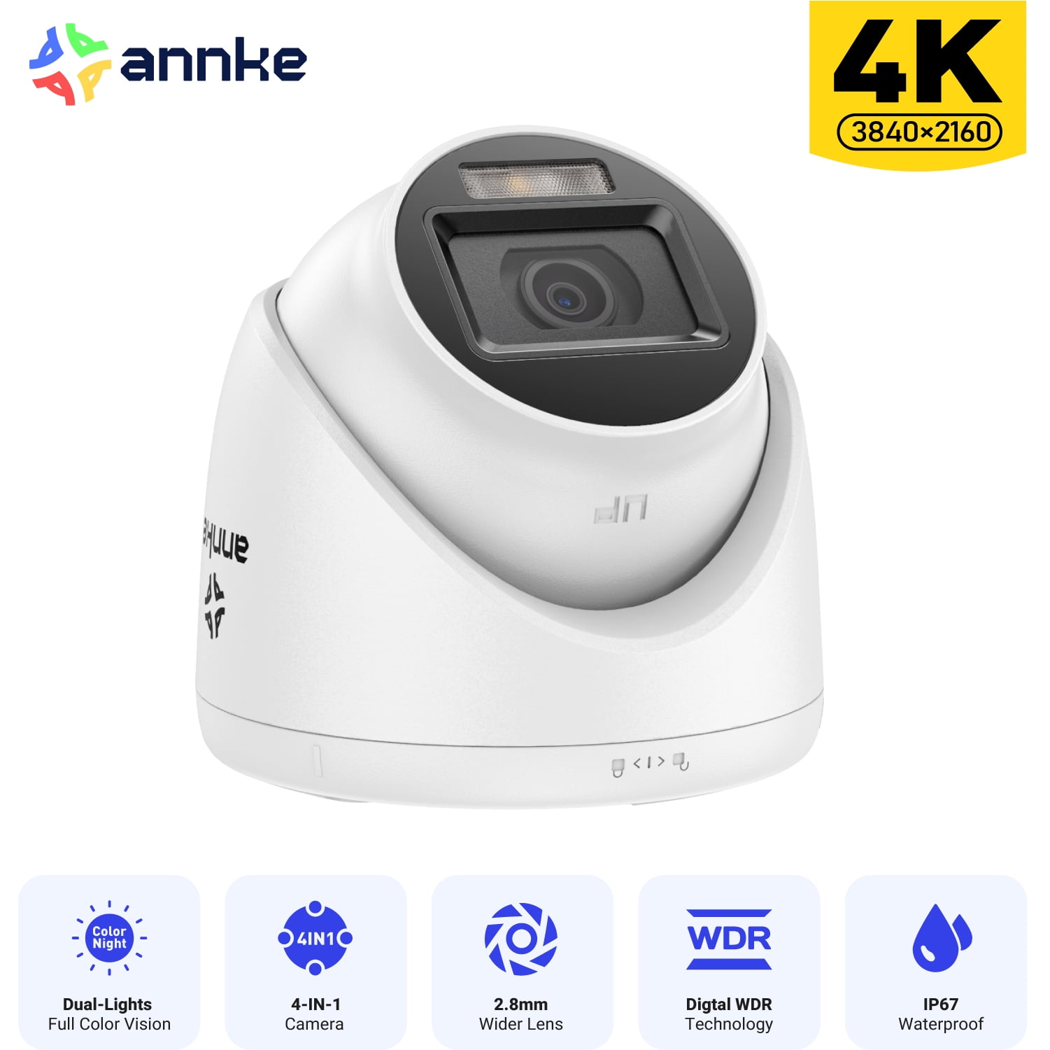 ANNKE 8MP Dual Light Wired CCTV Security Camera, Color & IR Night ...