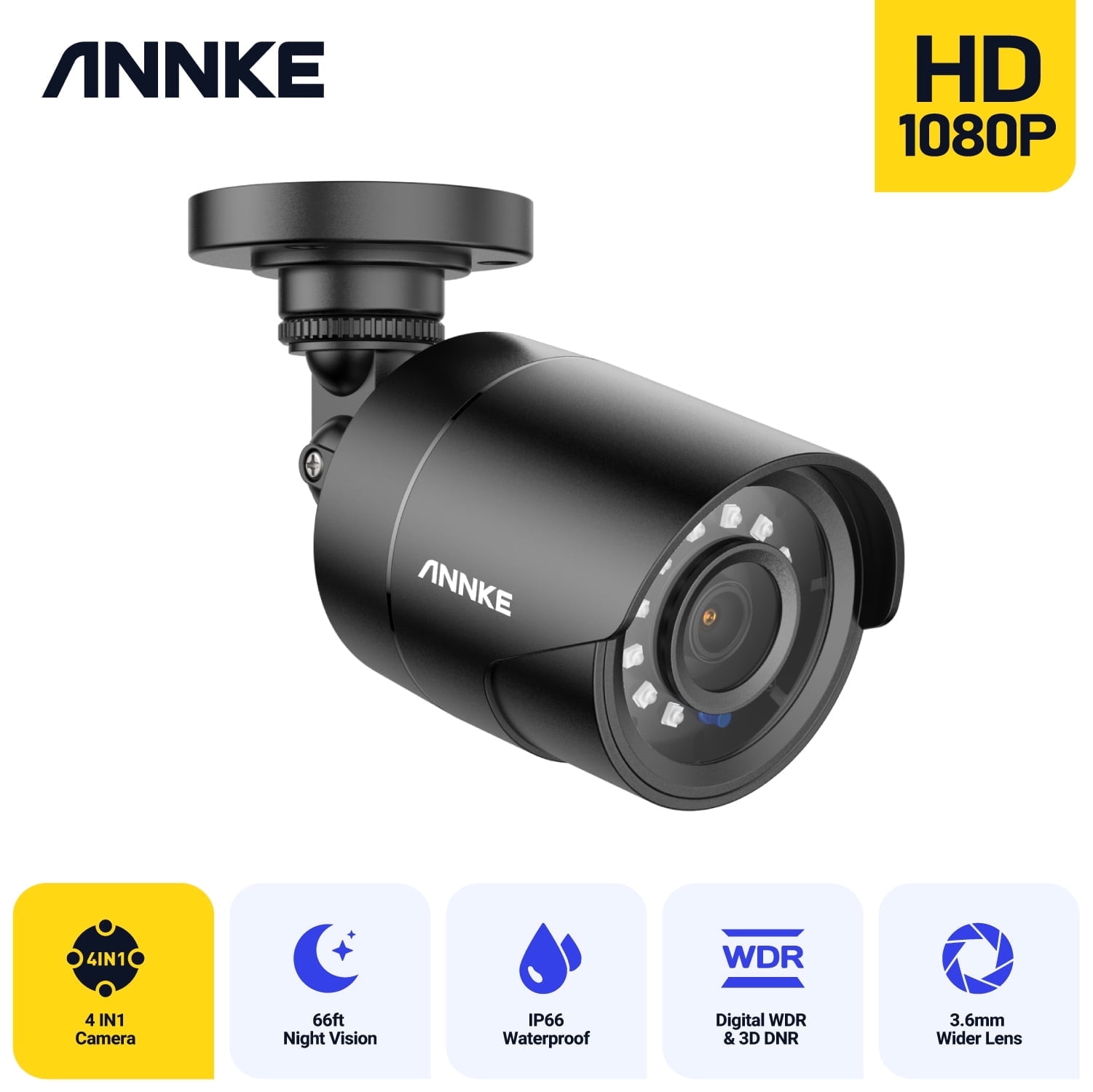 ANNKE AHD/TVI/CVI/CVBS 4-in-1 1080P Bullet Security Camera, IP66 ...