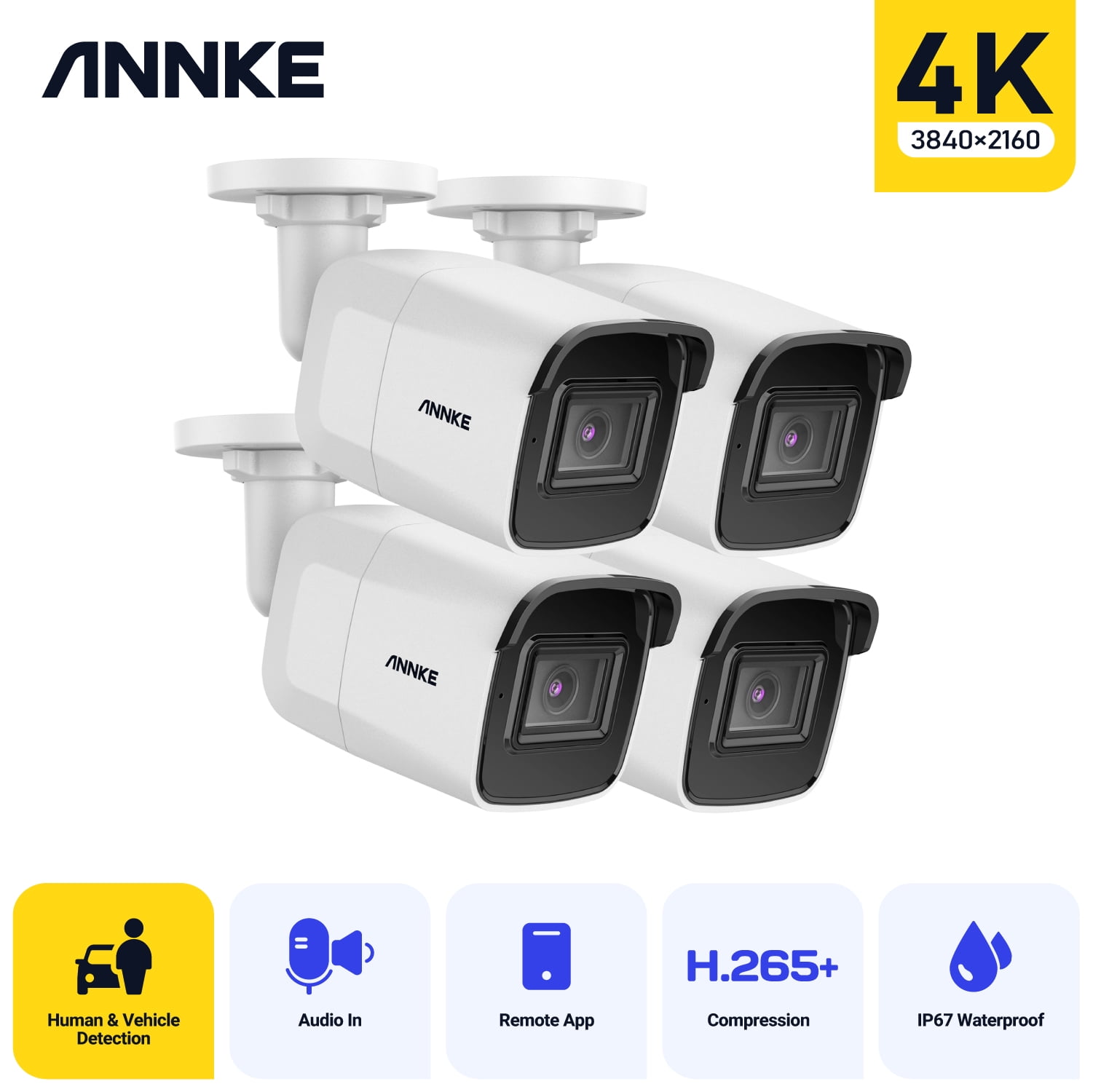 ANNKE Bullet 8MP 4K Ultra HD Poe Onvif Poe IP Security Camera with H.265+ Coding Outdoor Indoor ...