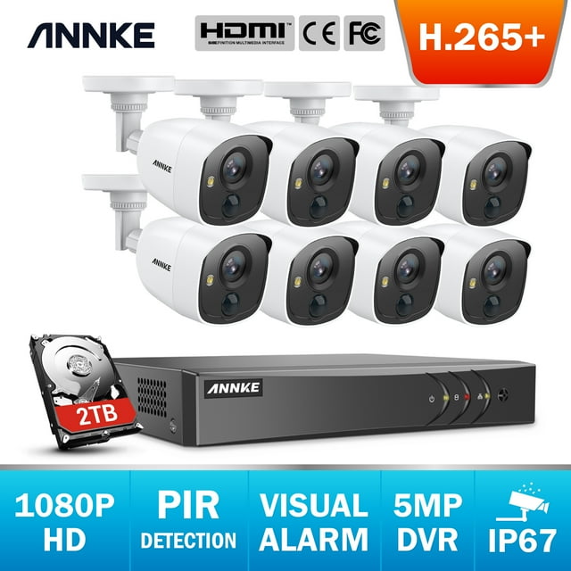 ANNKE CCTV Camera System 16 Channel 5-in-1 H.265+ DVR and 8×1080P HD ...