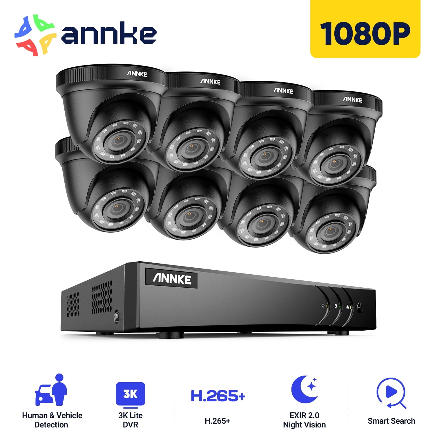 ANNKE H.265+ 8CH Security Camera System with Human/Vehicle Detection, 5 ...