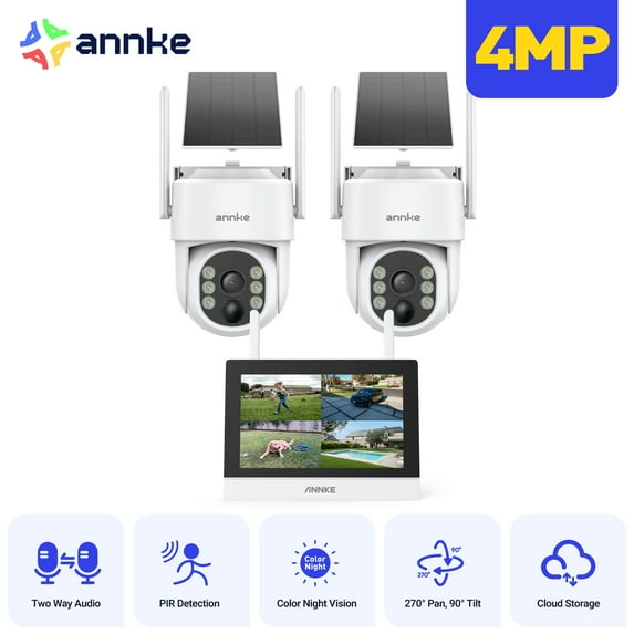 ANNKE PTZ Security Cameras Wireless Outdoor Solar Powered with 7 inch ...