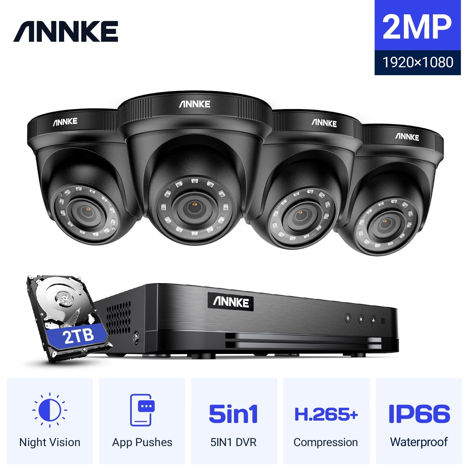 ANNKE 1080P Security System, 4 Outdoor CCTV, 16CH DVR with 2TB HDD, H ...