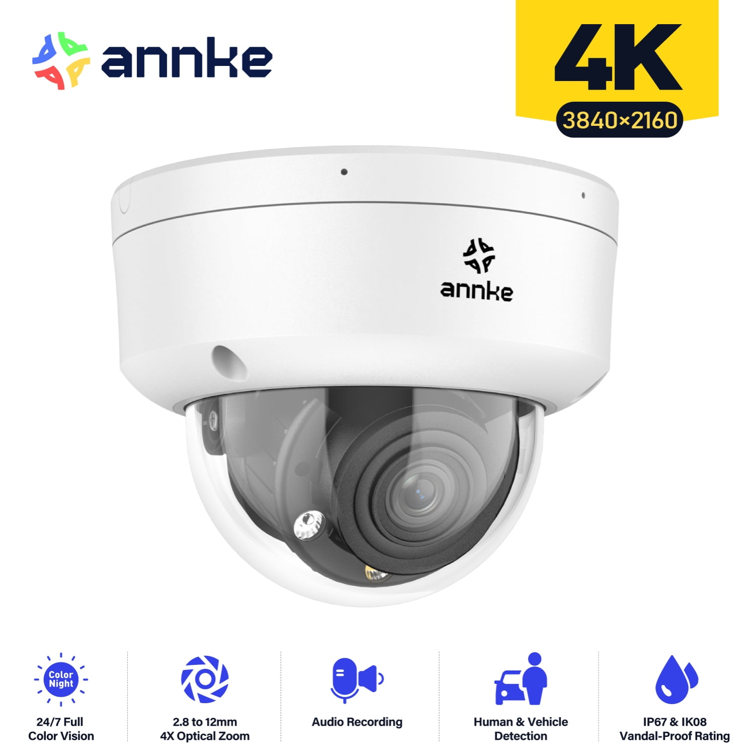 ANNKE Ultra HD 4K 8MP PoE Camera with Mic, Optical Zoom IP Camera with ...