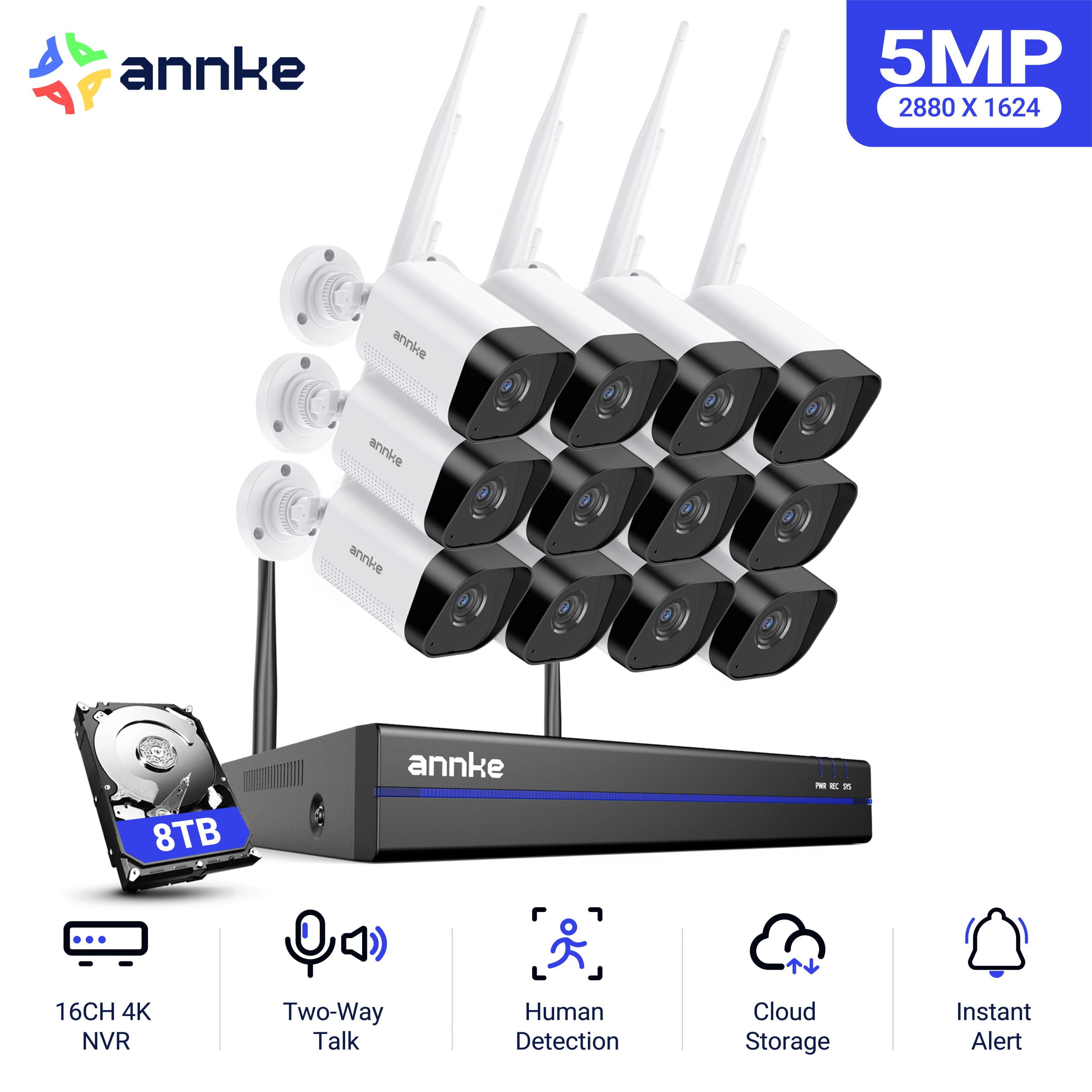 ANNKE Wireless Home Security System 5MP, 16CH 4K NVR with 8TB Hard ...