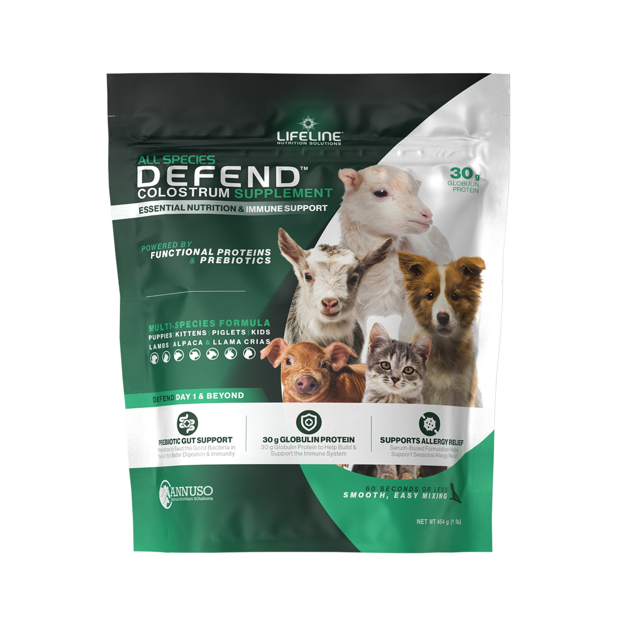 ANNUSO LIFELINE Defend All Species Colostrum Supplement, 1lb Bag - 30g ...