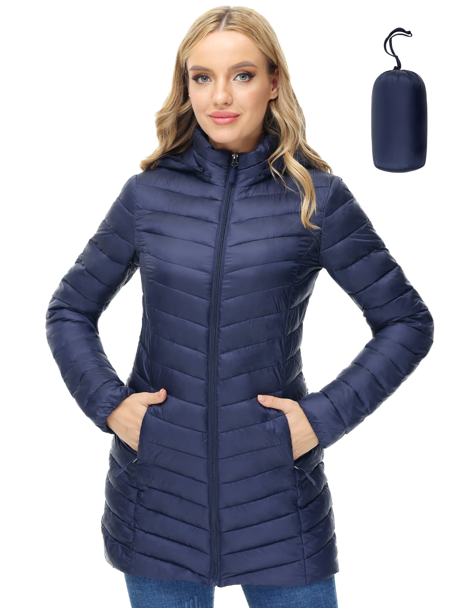 ANOTHER CHOICE Women Puffer Jacket Hooded Warm Lightweight Packable Quilted Puffer Coat Outwear ...