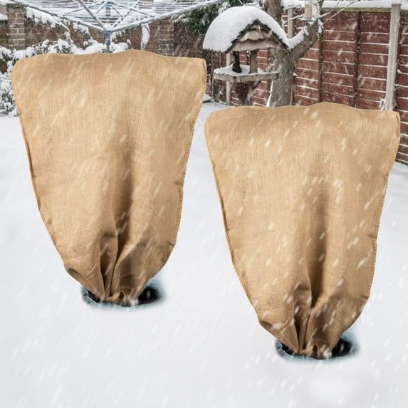 ANPHSIN 2pcs 24 × 40 inches Burlap Plant Covers Freeze Protection Bags ...
