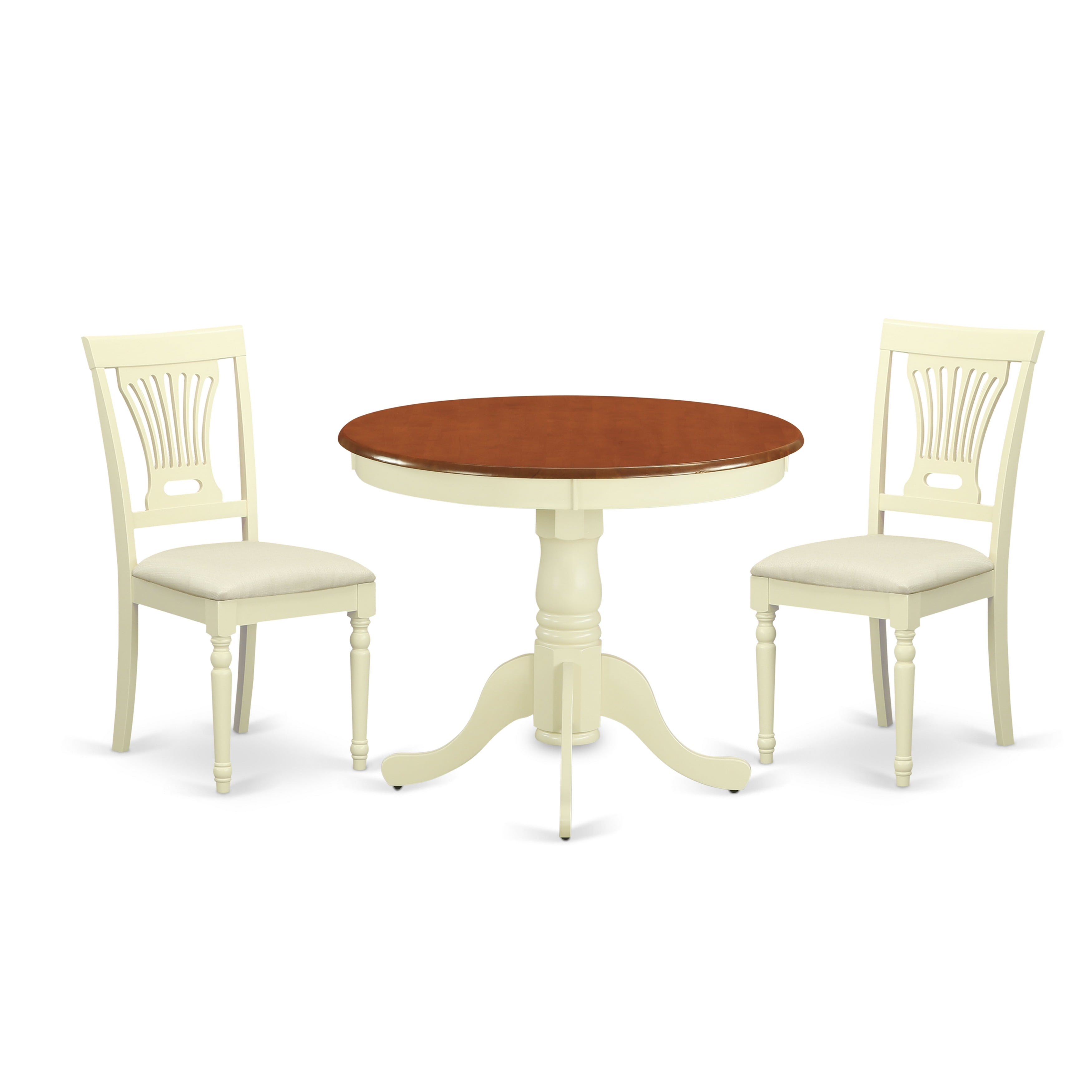 ANPL3-WHI-C 3 Pc Kitchen nook Dining set-round Table plus 2 Chairs for ...