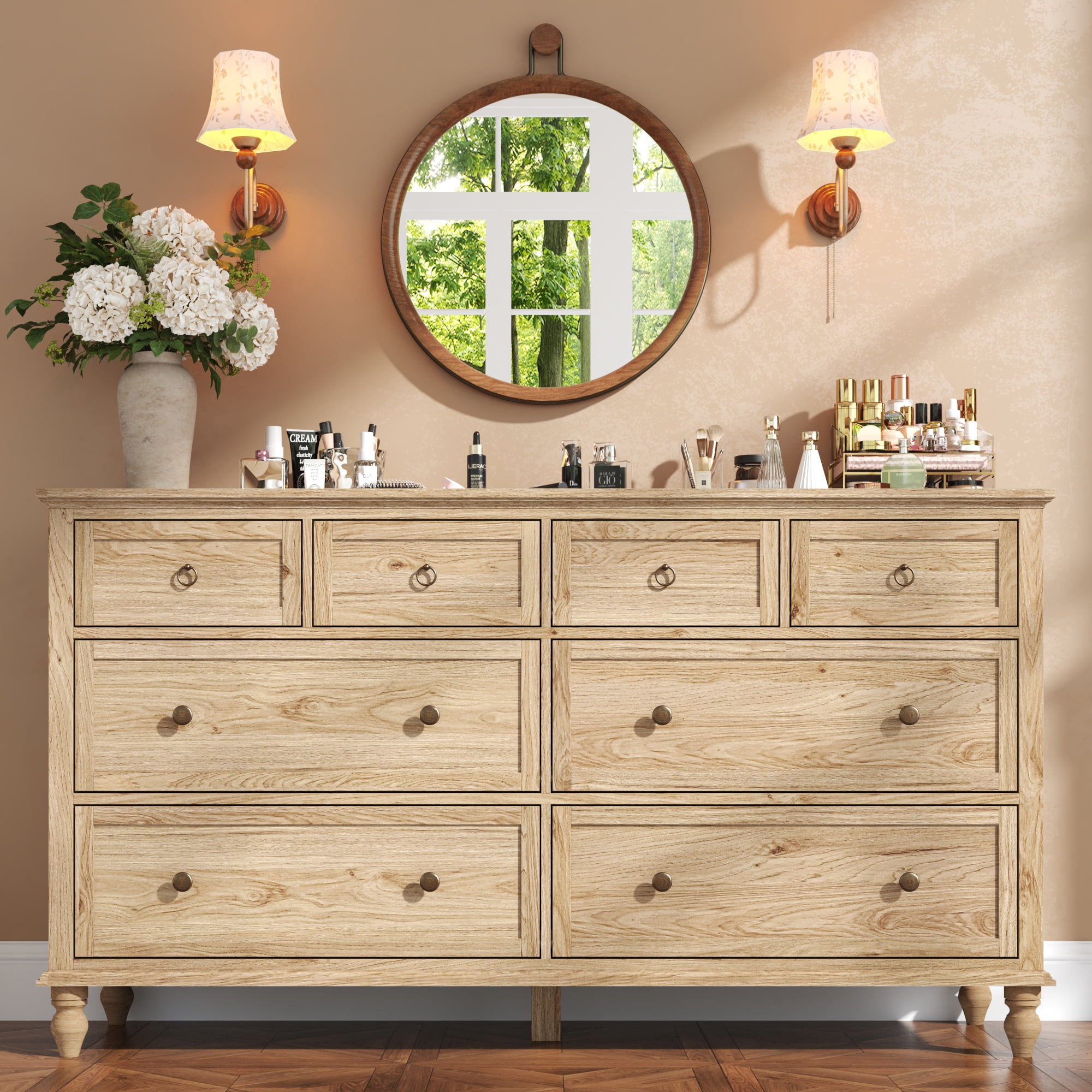 ANPOO 65 Inch Large Long Deep Drawers, 8-Drawer Dresser, Rustic ...