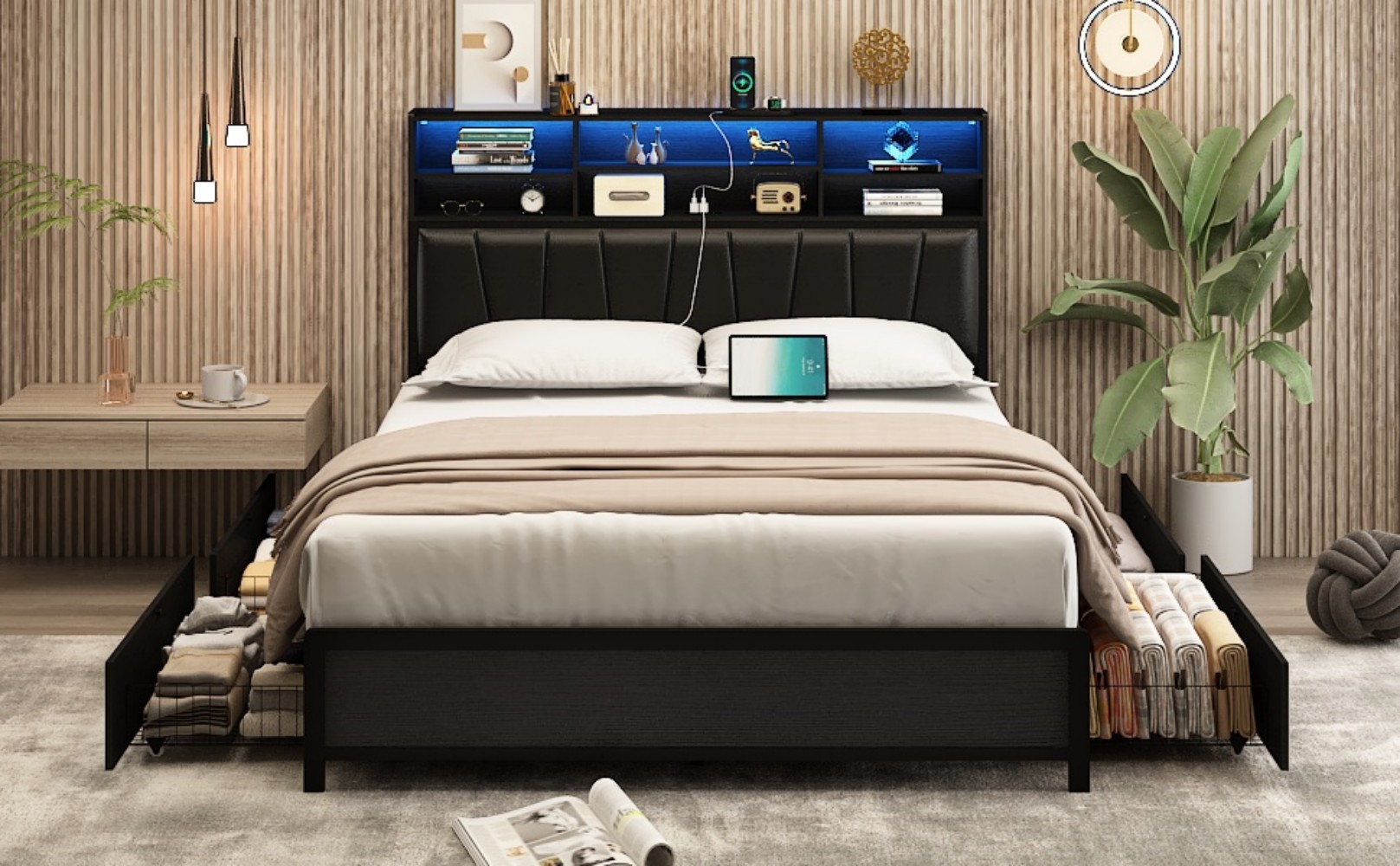 Gymax Full Size 4-Post Canopy Bed Frame Rustproof Metal Noise-free with ...