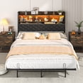 ANPOO Queen Size Floating Bed Frame with LED Light & Charging Station ...