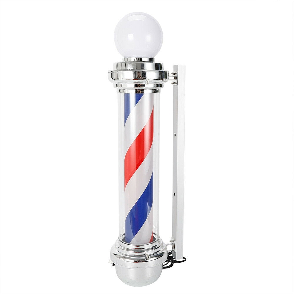 ANQIDI 32" Barber Pole LED Light Red Blue White Rotating Stripe Sign ...