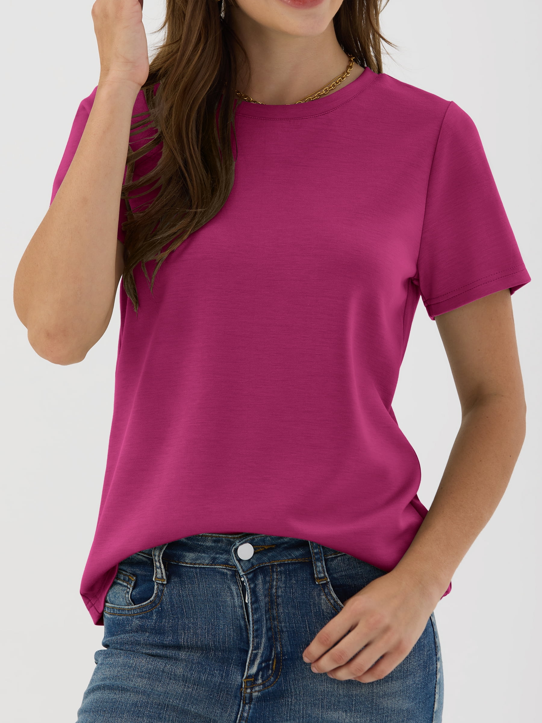 ANRABESS Summer T Shirts for Women, Round Neck Short Sleeve Tops for ...