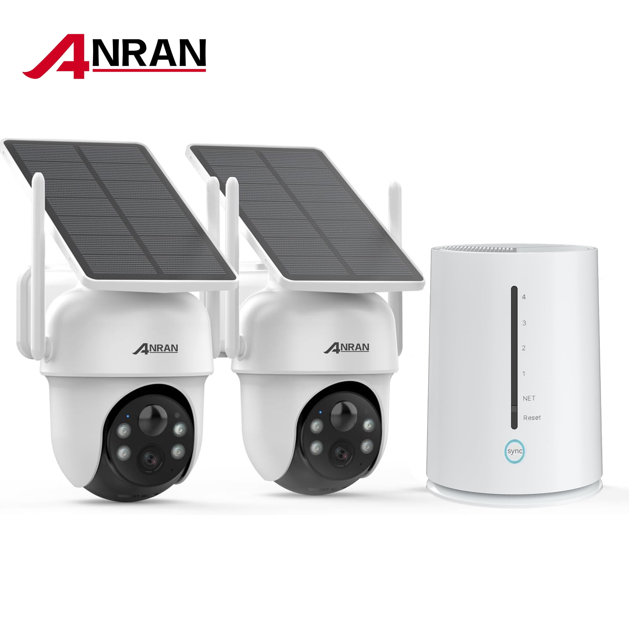 ANRAN Solar-Powered Wireless Security Cameras, 2K Night Vision, 360 ...