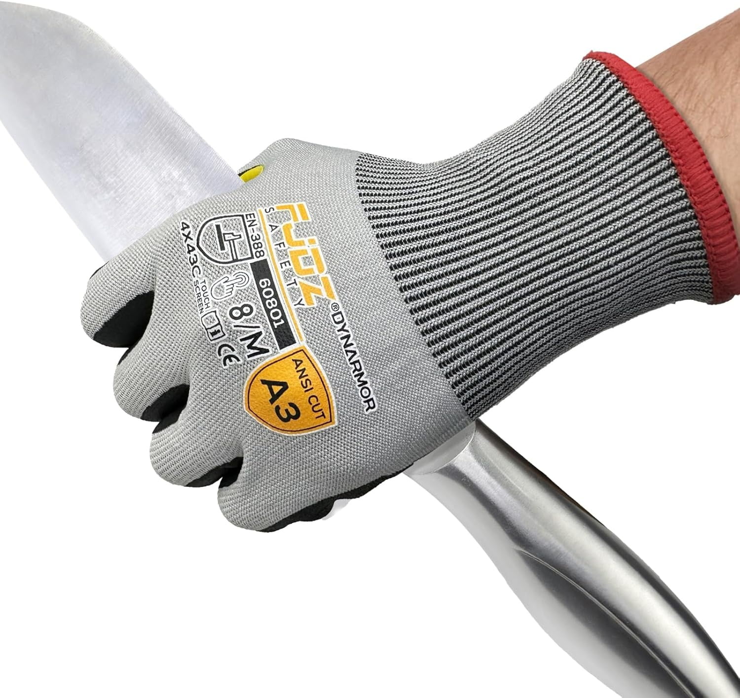 ANSI A3 Cut Resistant Work Gloves, Touchscreen Foam Nitrile Coated 18 ...