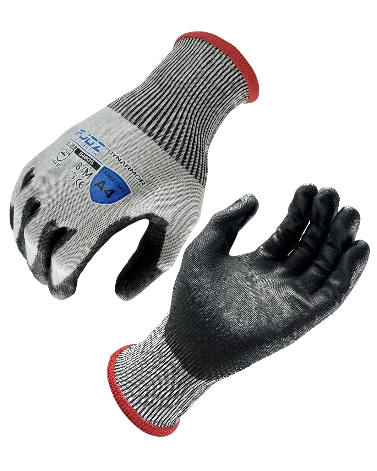 ANSI A4 Cut Resistant Work Gloves, 18 Gauges Ultra-light Foam PU ...