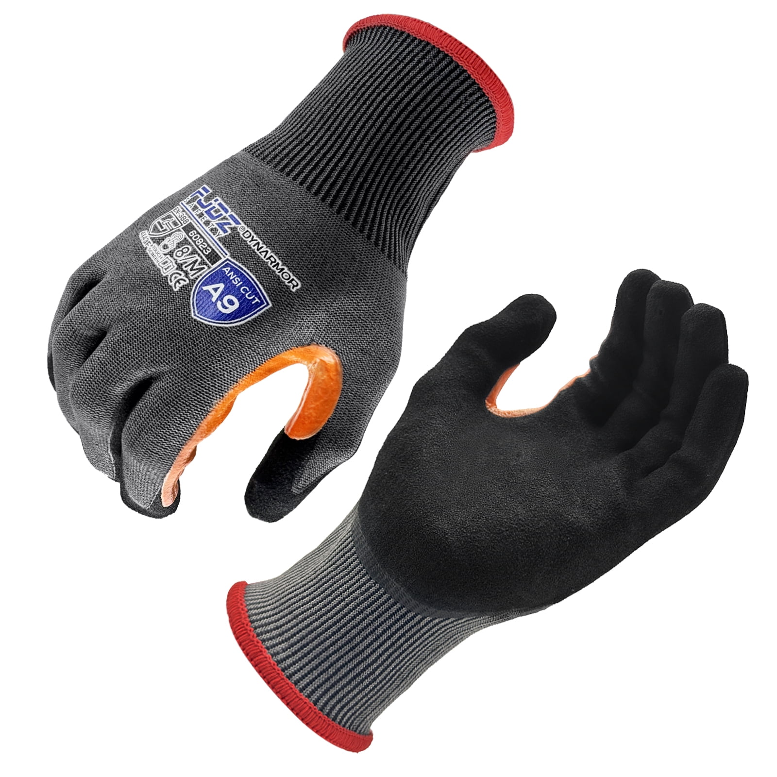 ANSI A9 Cut Resistant Work Gloves,18-gauge Lightweight Sandy Nitrile ...