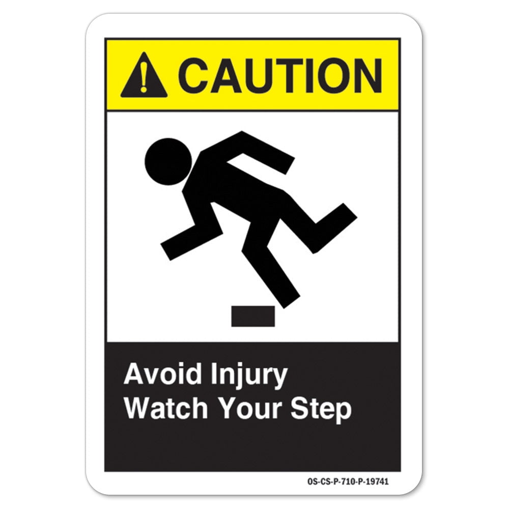 ANSI Caution Sign - Avoid Injury Watch Your Step | Aluminum Sign ...