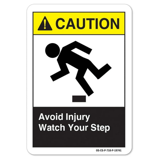 ANSI Caution Sign - Avoid Injury Watch Your Step | Aluminum Sign ...