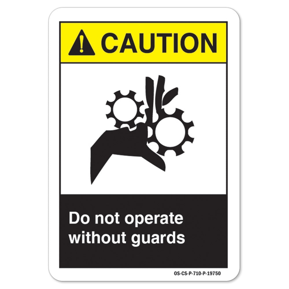 ANSI Caution Sign - Do Not Operate Without Guards | Plastic Sign ...