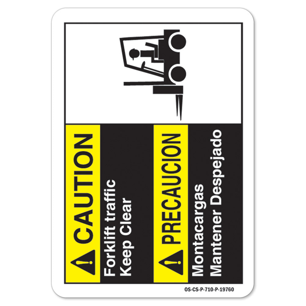 ANSI Caution Sign - Forklift Traffic Keep Clear-Bilingual | Decal ...